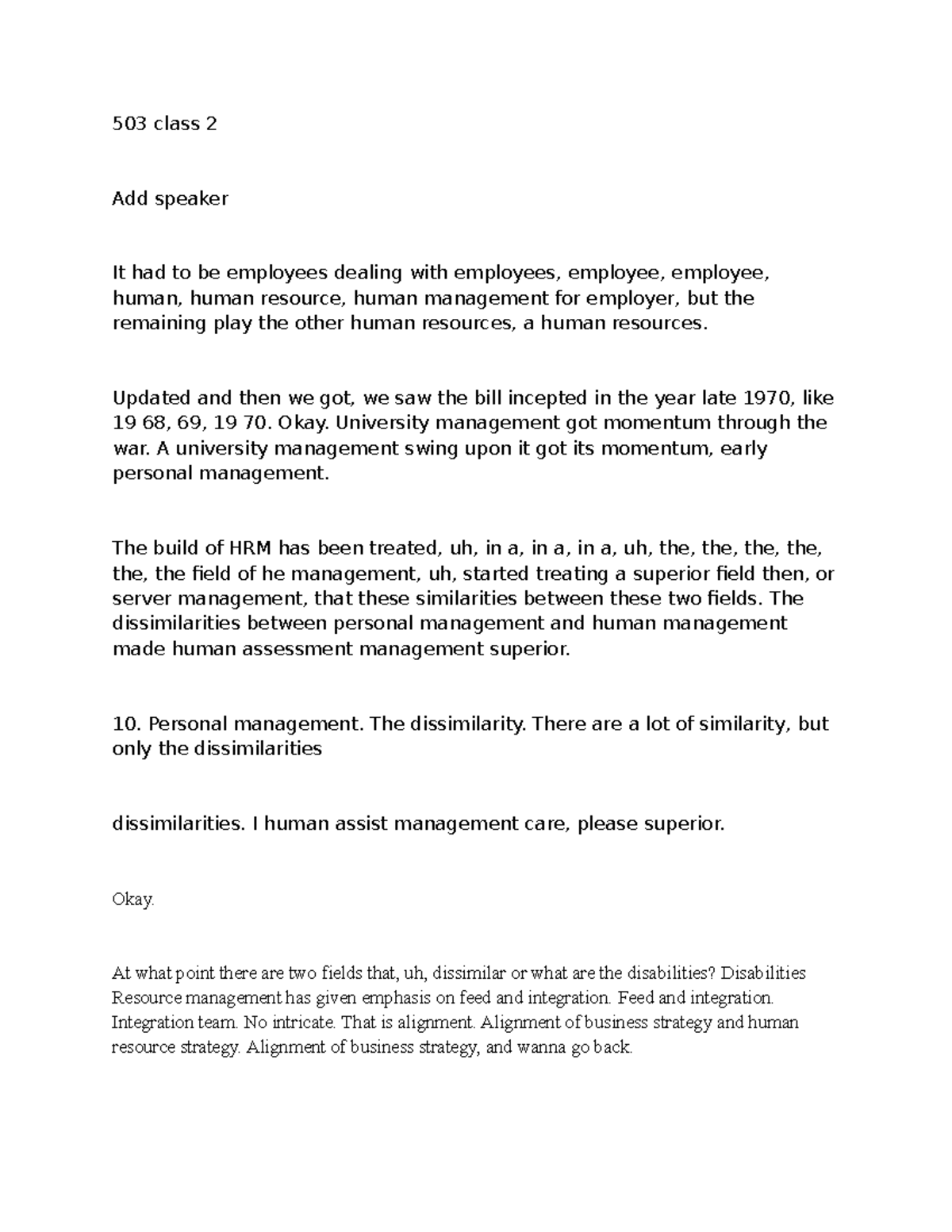 503 Class 2 - Key Insights on Human Resource Management - Studocu