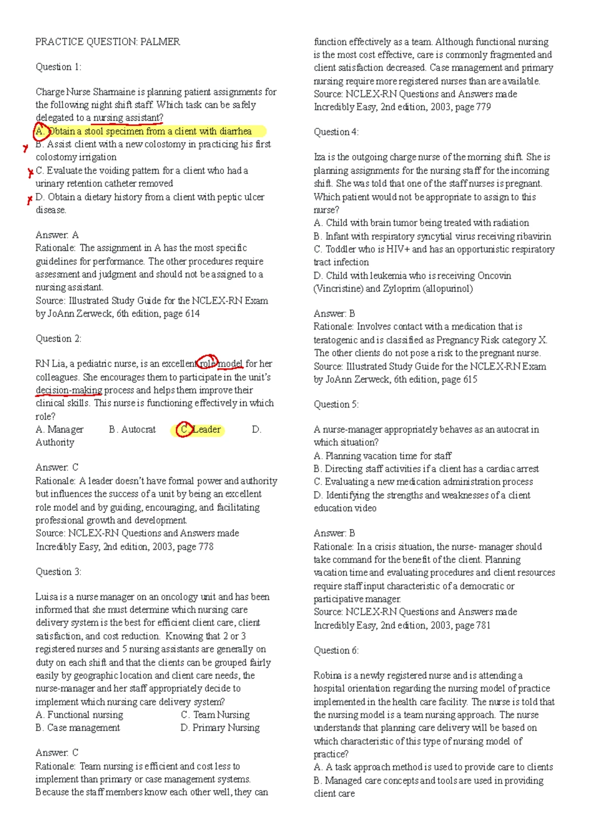 PNLE Palmer - NCLEX-RN Test Bank Practice Questions and Answers - Studocu