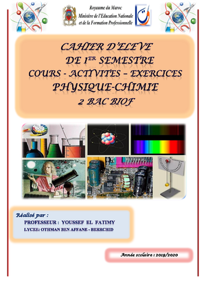 Cours Physique-Chimie 2BAC (vérifié) - Physique Chimie 2BAC Programme Marocain de l’Enseignement ...