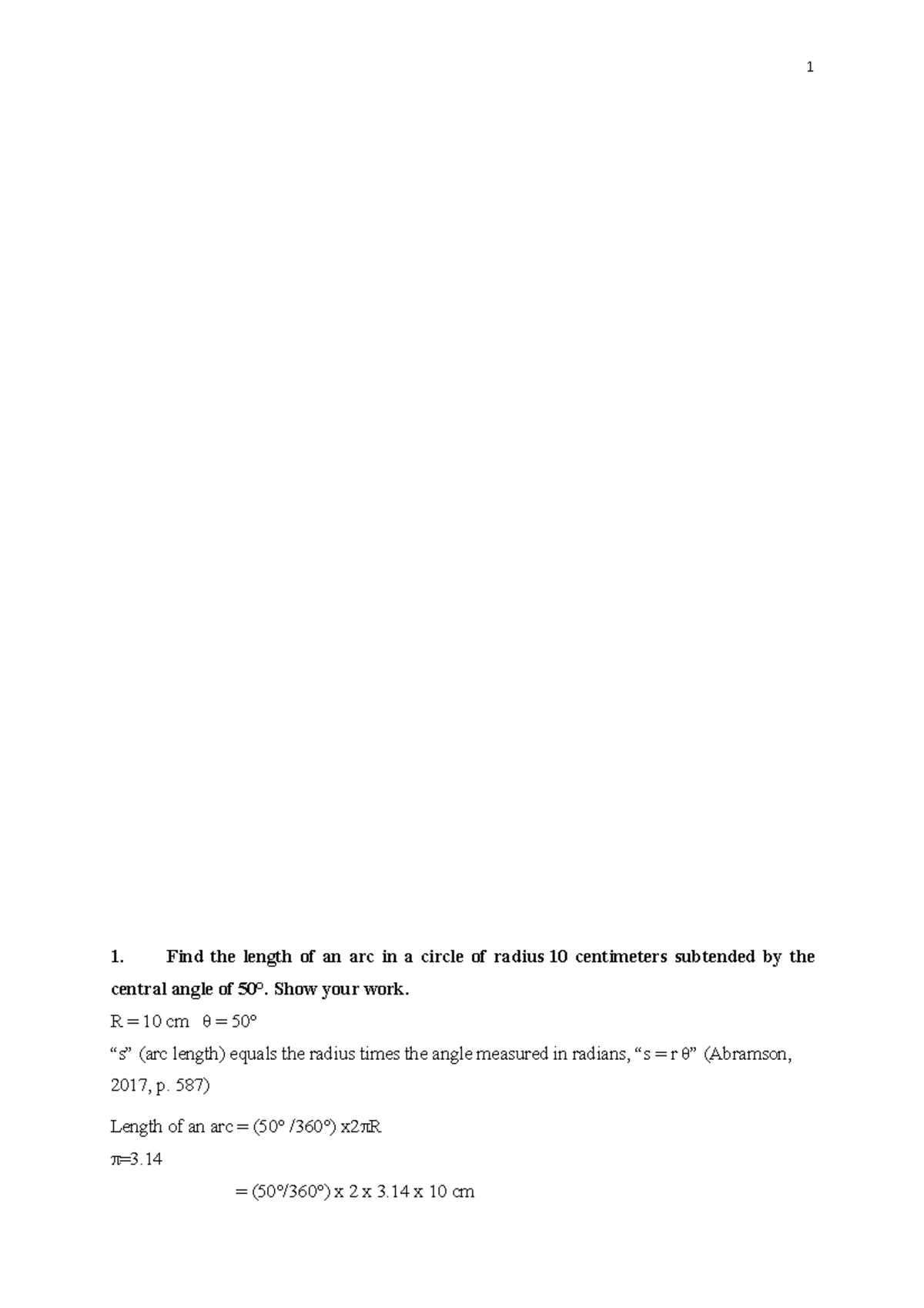 Algebra MATH 1201-01 Written Assignment Unit 7 - 1 1. Find the length ...