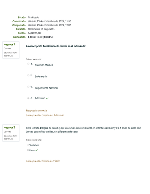 Dengue modulo 5 - epidemiologia - Pregunta 1 Correcta Se puntúa 1,00 sobre 1, Marcar pregunta ...