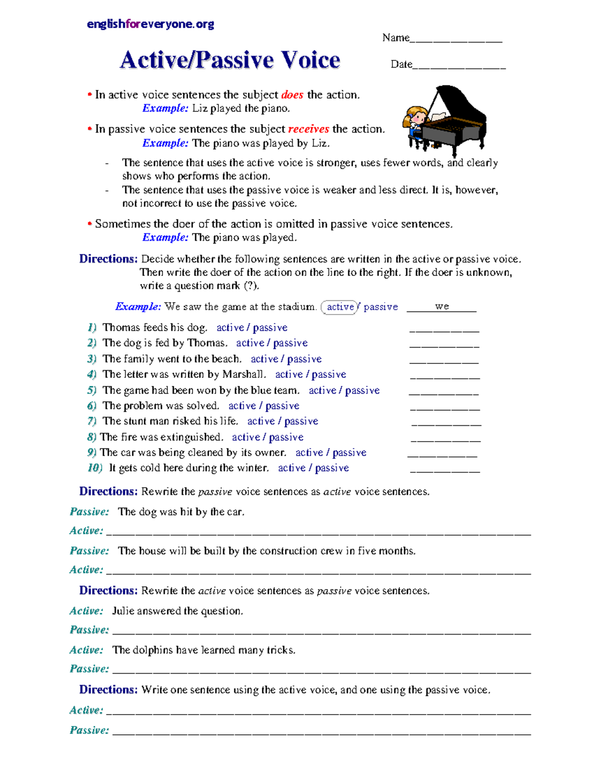 Active and Passive Voice - Kalimat Aktif dan Kalimat Pasif Notes - Studocu