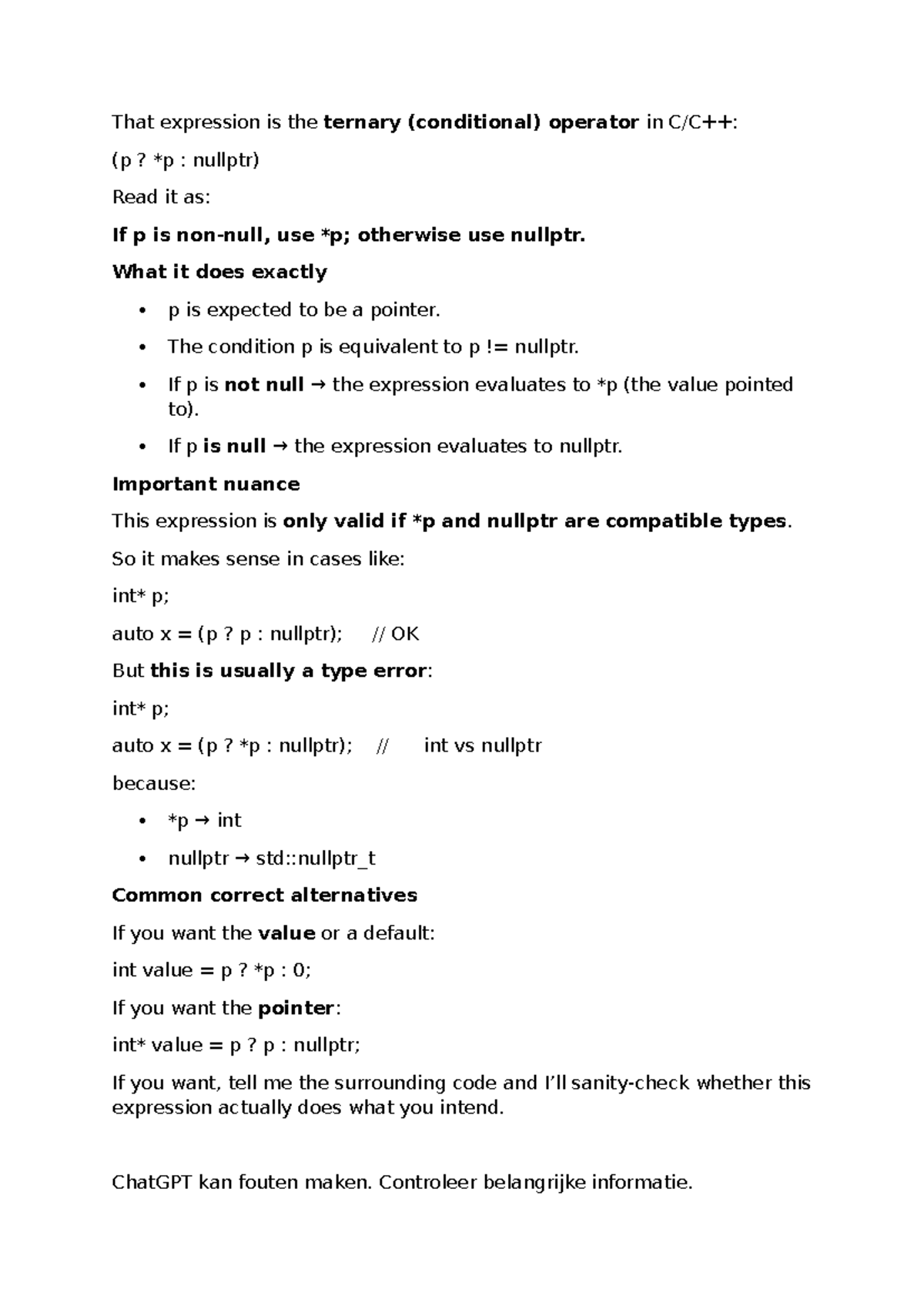 Cpp Code Explanation: Understanding the Ternary Operator - Studocu
