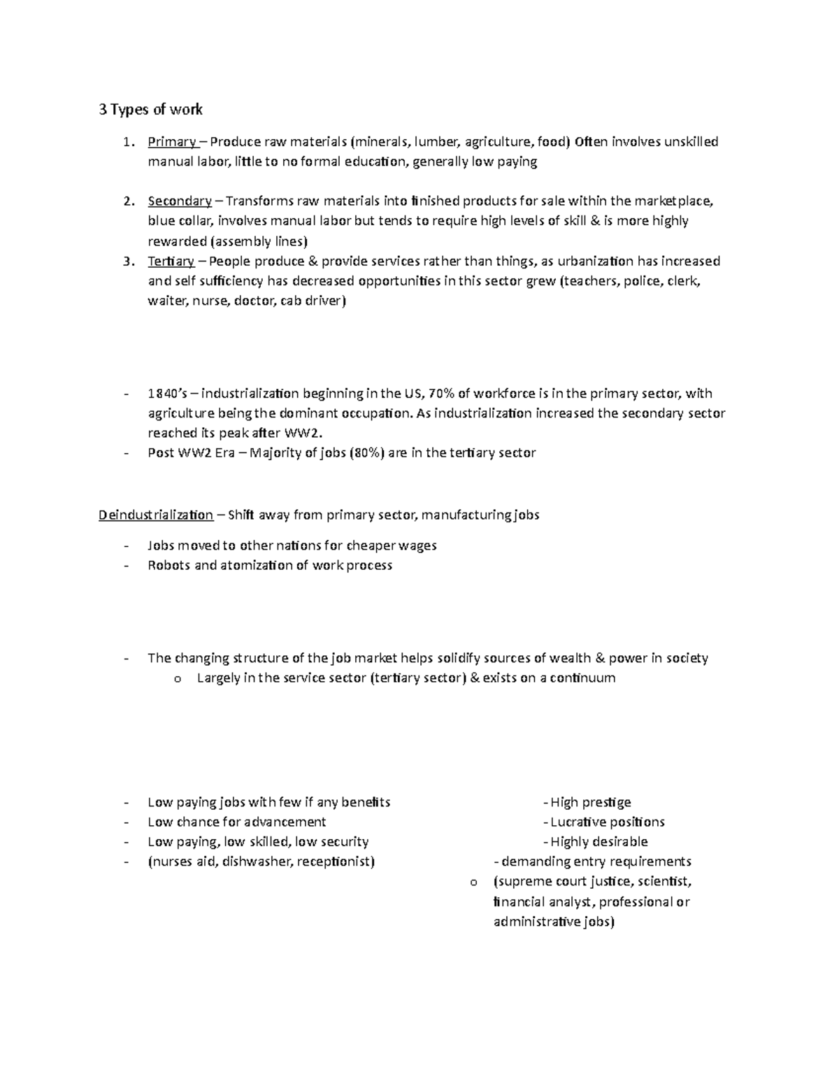 3 Types of Work: Primary, Secondary, and Tertiary Sectors (Soc of Work ...