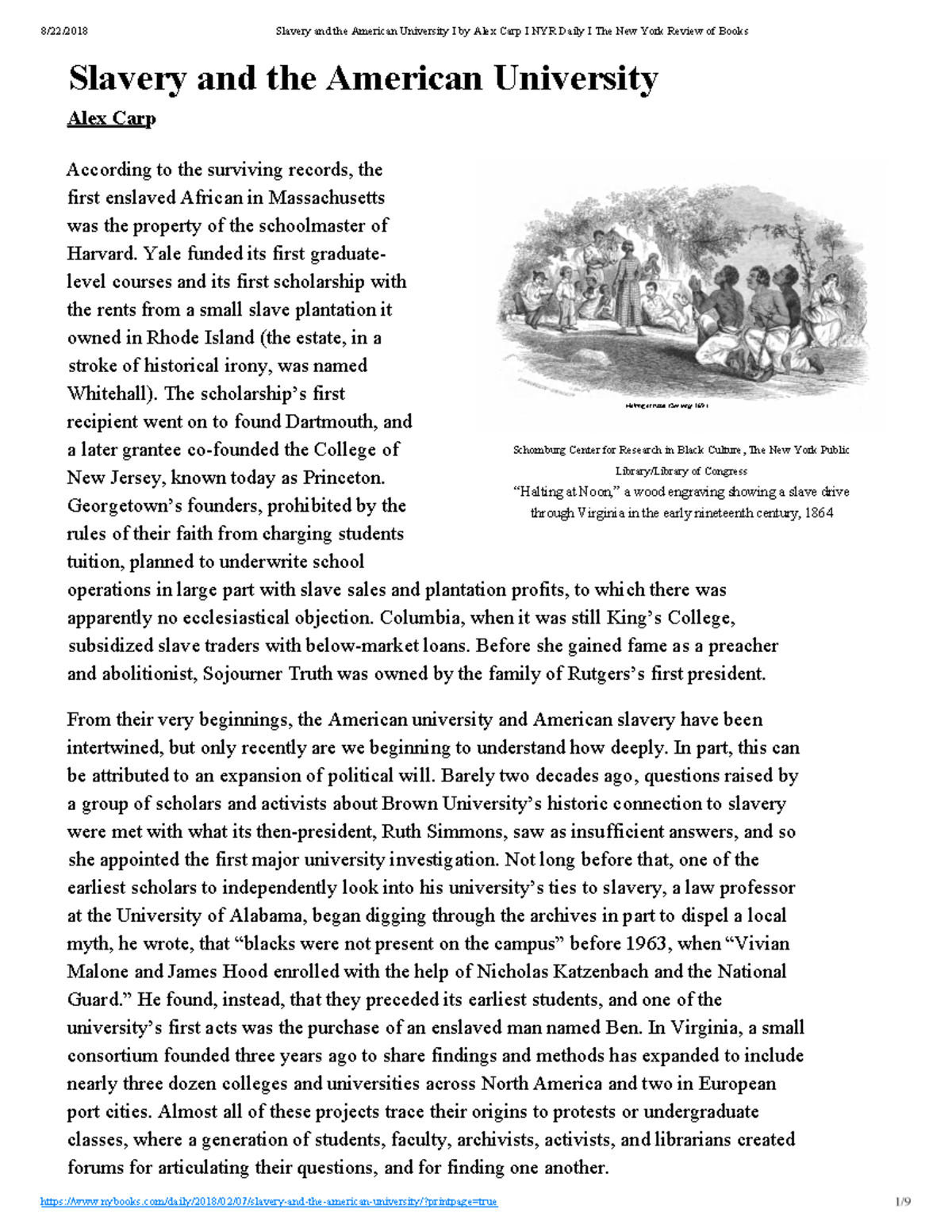 3a. The Intersection of Slavery and American Universities - Studocu