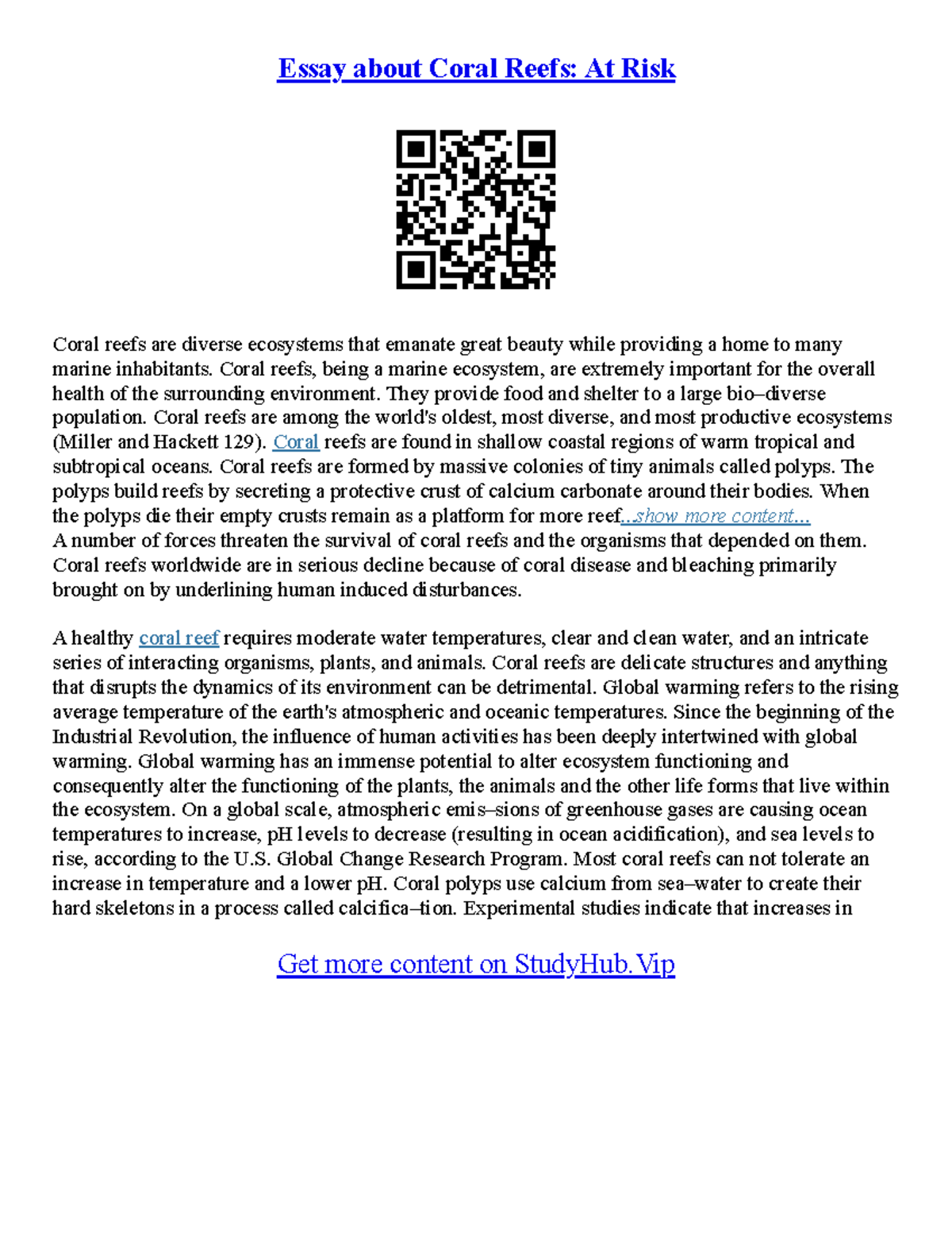 Coral Reef Essay - Essay about Coral Reefs: At Risk Coral reefs are ...