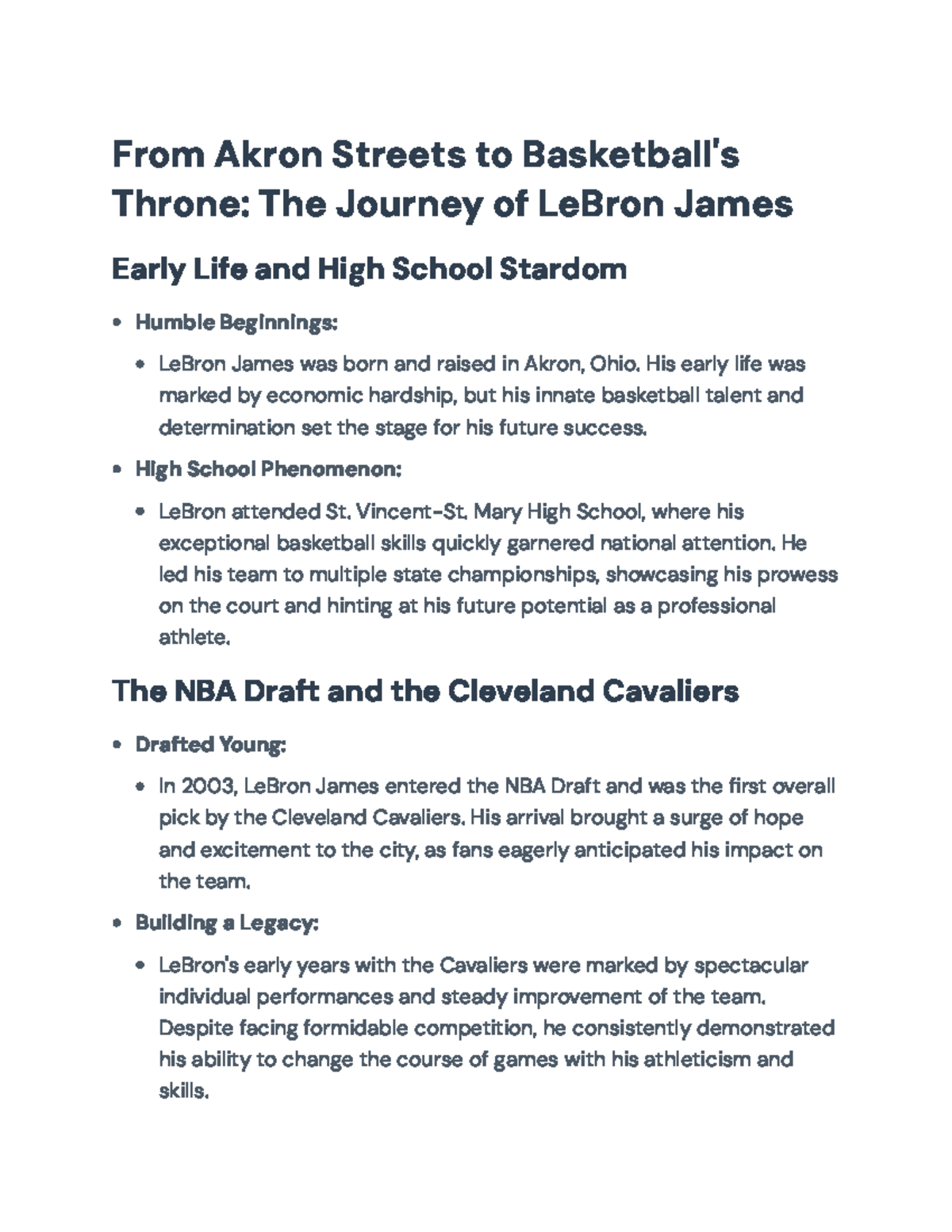 LeBron James: From Akron's Streets to NBA Legend and Activist - From ...