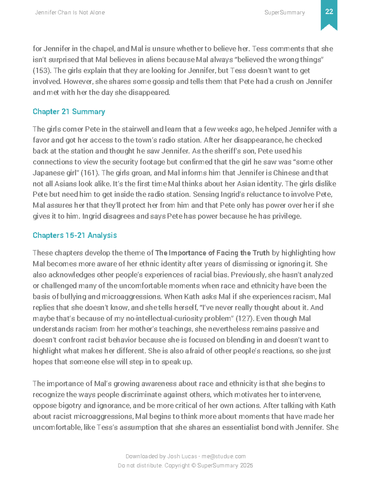 Jennifer Chan Is Not Alone - Super Summary Study Guide 23 - for ...