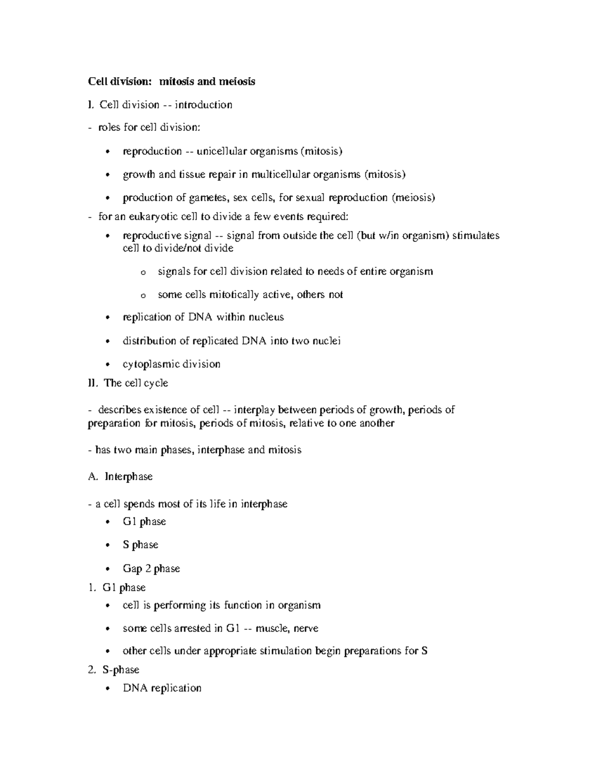 Cell Division Overview: Mitosis & Meiosis - Bio 101 Lecture Notes - Studocu