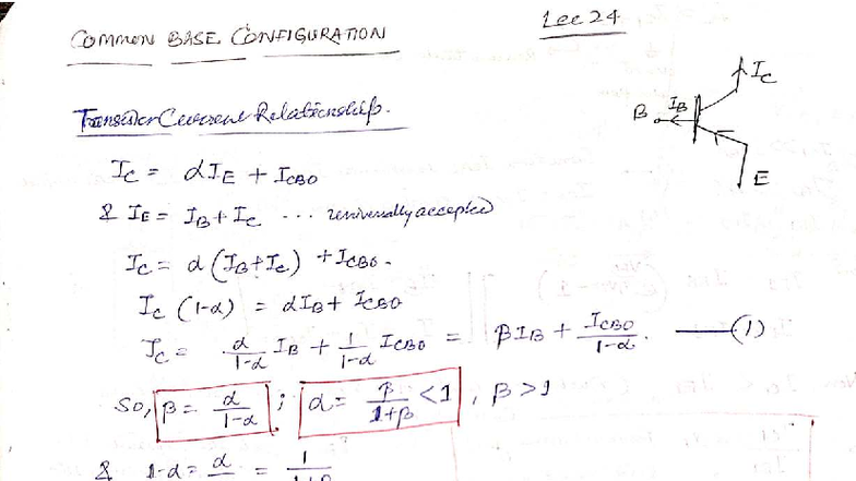BJT Common Base Configuration - Short Notes (Lee24) - Studocu