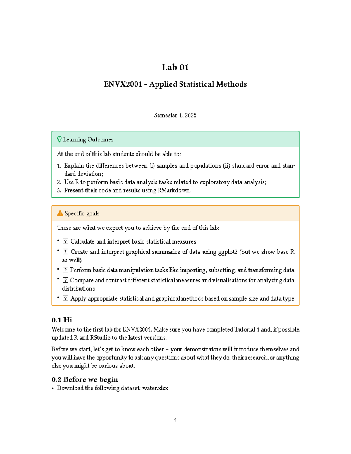 Lab 01 ENVX2001 Applied Statistical Methods: Key Learning Outcomes ...