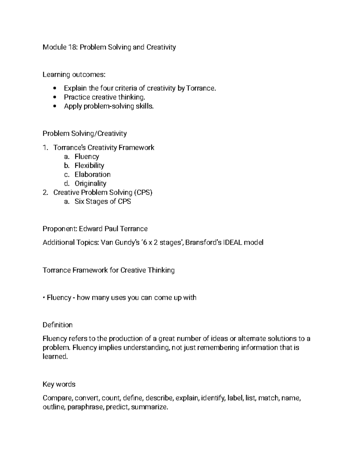 Module 18: Exploring Problem-Solving and Creativity Techniques - Studocu