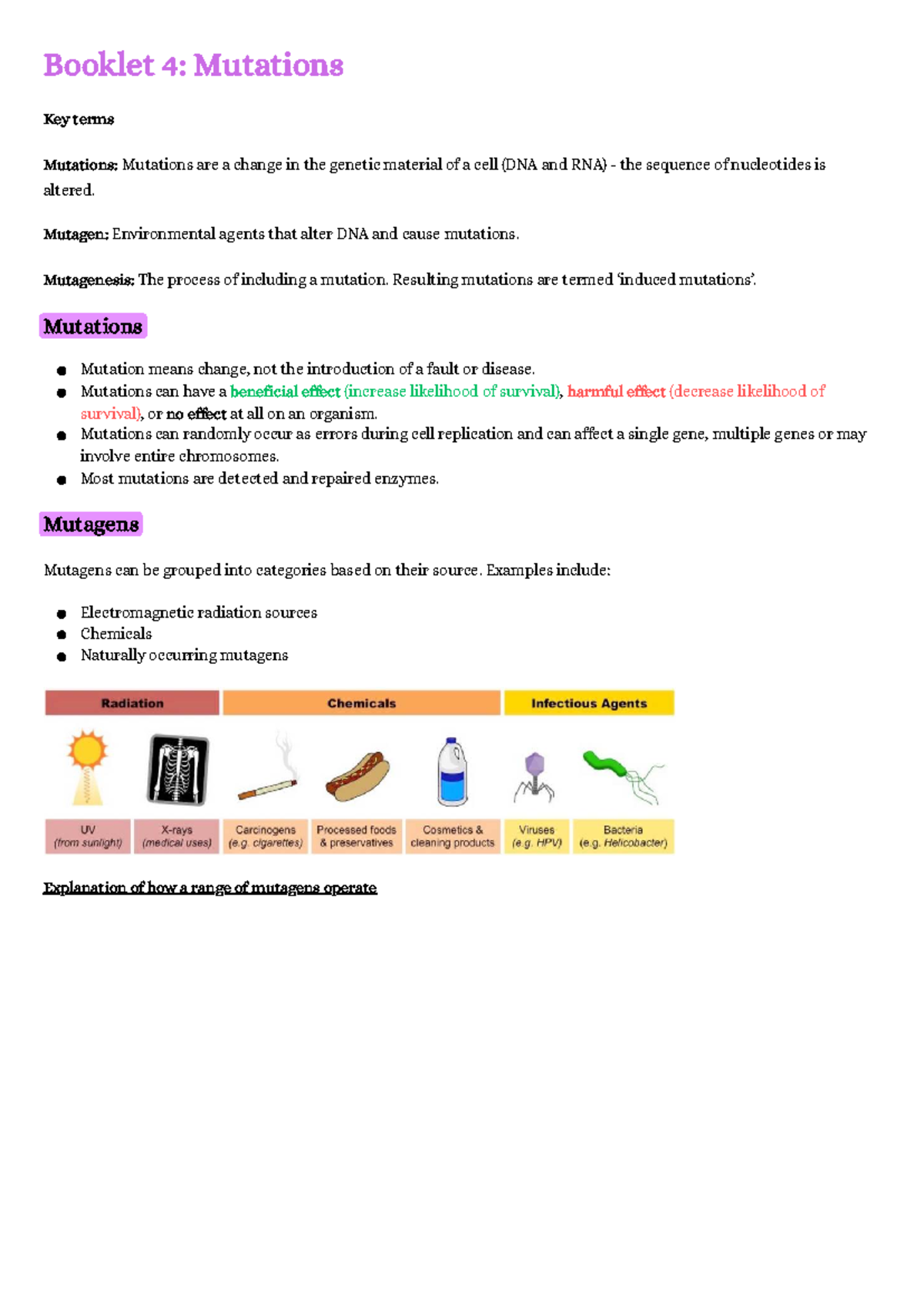 Booklet 4: Mutations - Key Terms and Concepts for Modules 5 & 6 - Studocu