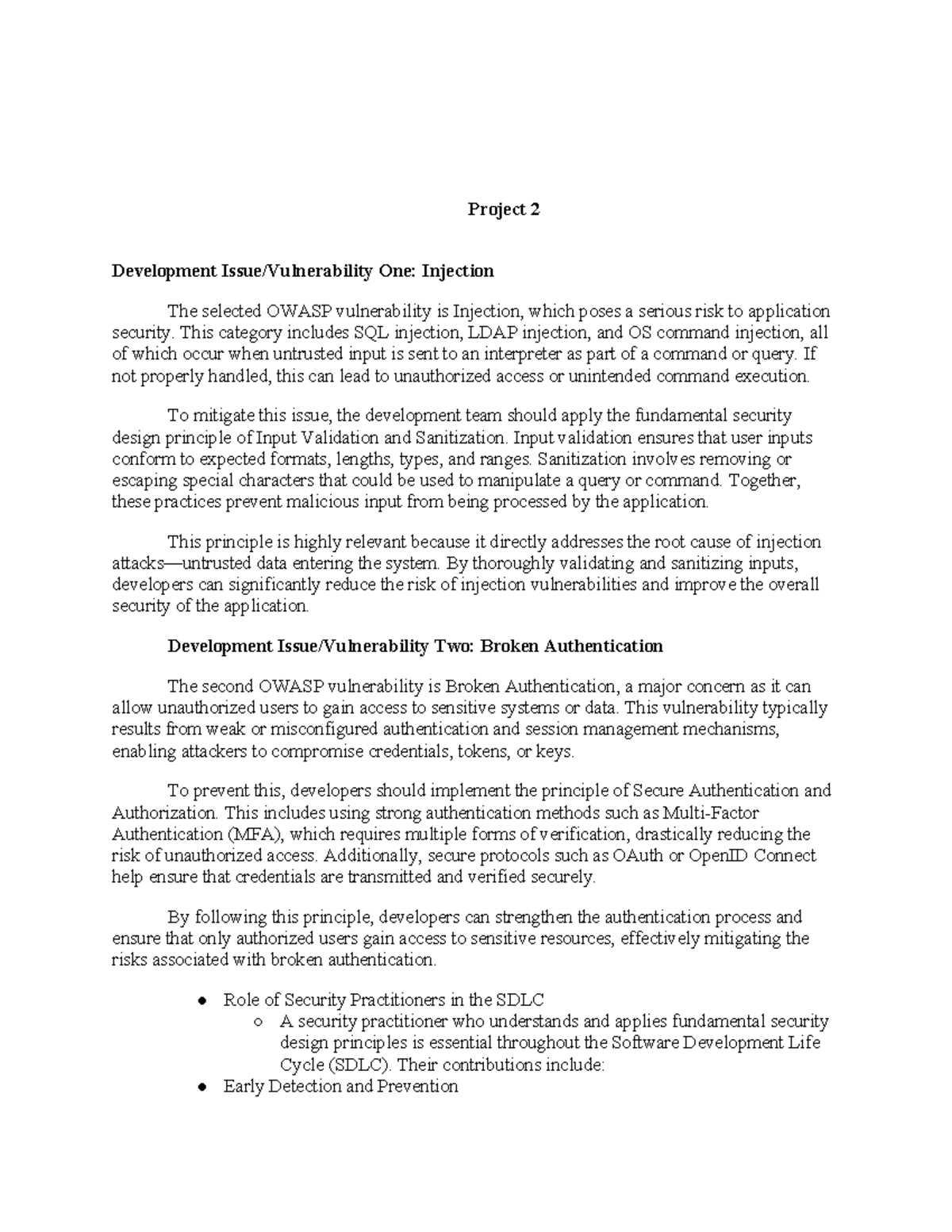 Application Security Project 2: OWASP Vulnerabilities & Mitigation Strategies - Studocu
