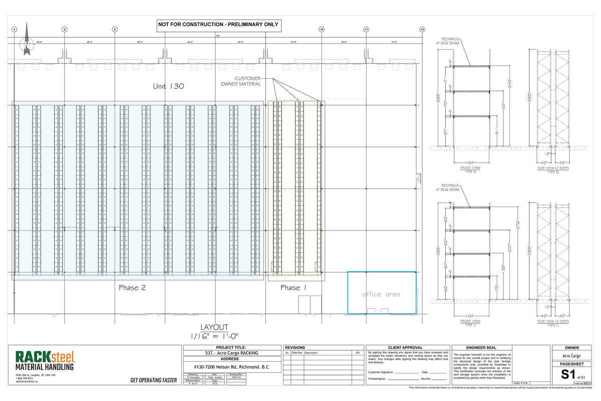537.- Acro Cargo Racking Layout - Preliminary Design - Studocu