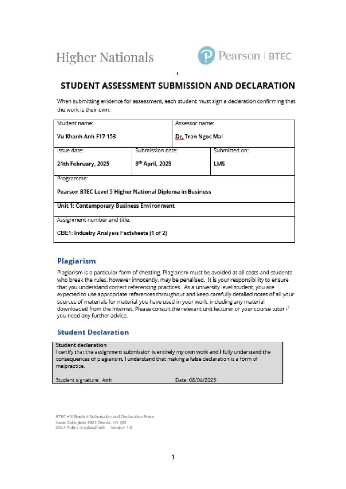 CBE A1 - Industry Analysis and Organizational Structures in Sports ...