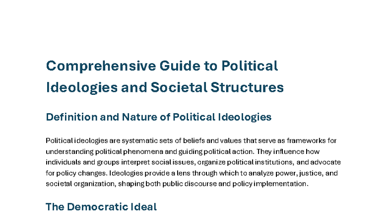 Comprehensive Overview of Political Ideologies: A Comparative Analysis ...