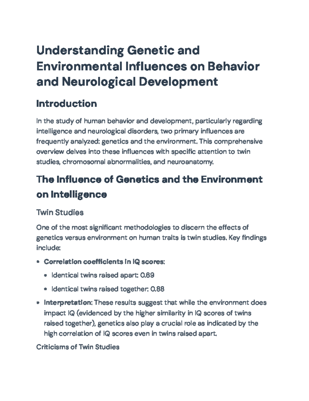 Understanding Genetics and Environment in Behavioral Development ...
