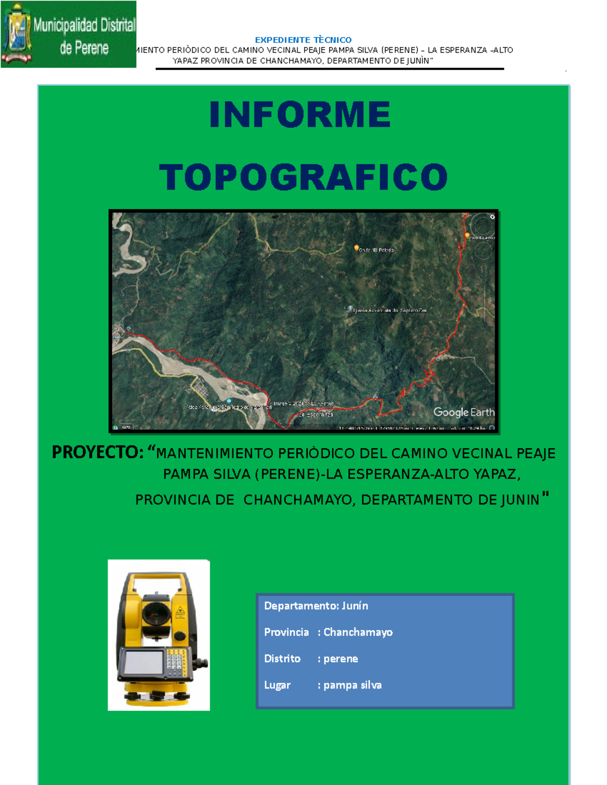 Informe Topográfico okhh - “MANTENIMIENTO PERIÒDICO DEL CAMINO VECINAL ...