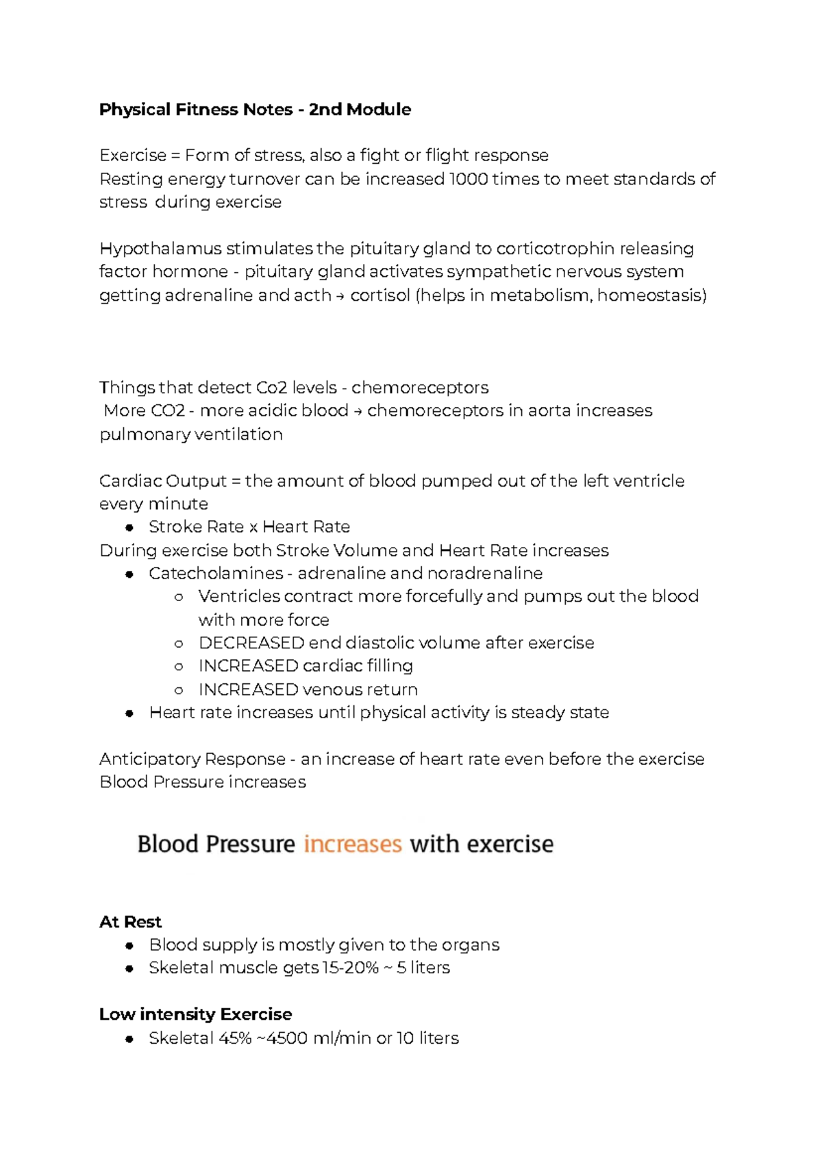 Physical Fitness Notes - 2nd Module: Stress Response & Exercise - Studocu