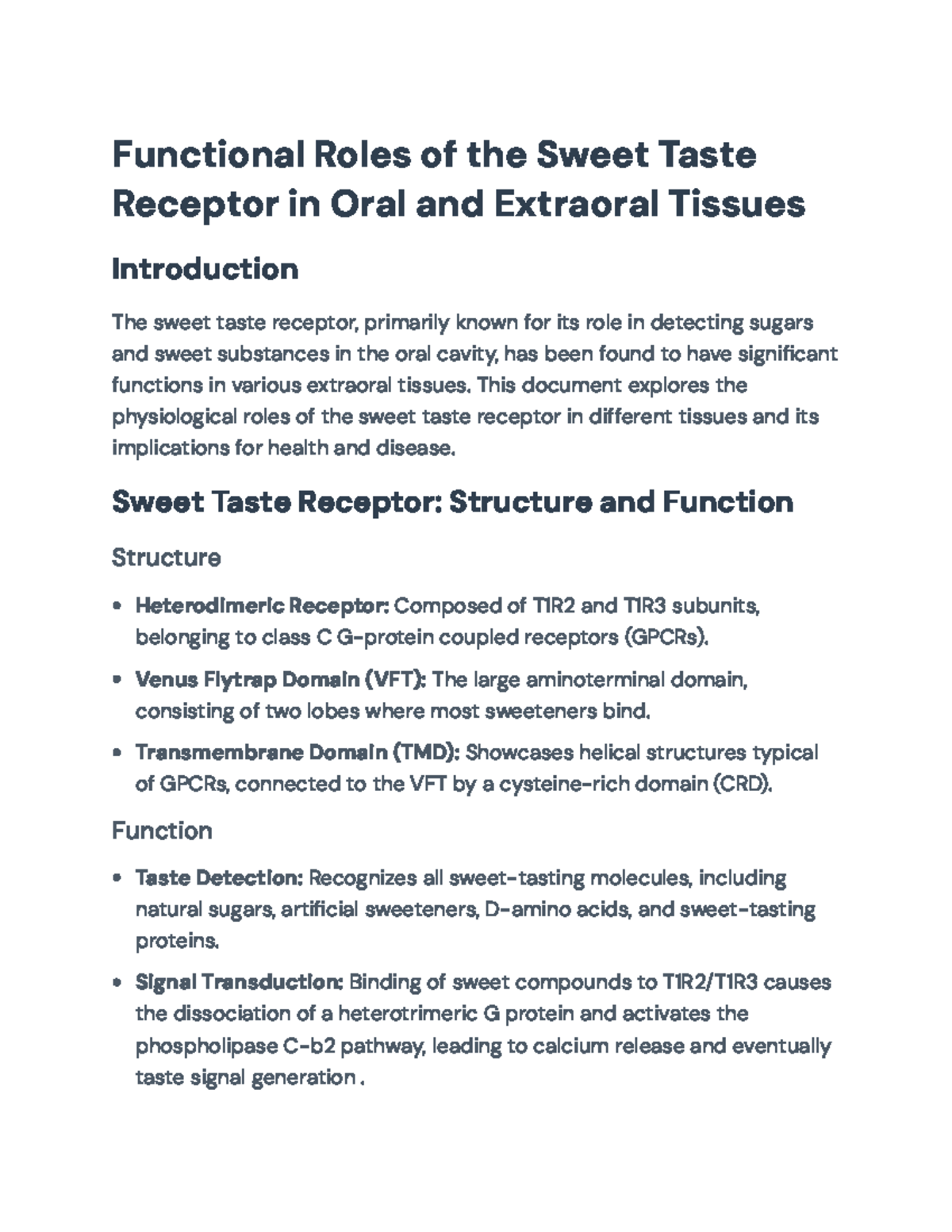 Physiological Roles of Sweet Taste Receptor in Metabolic Regulation ...