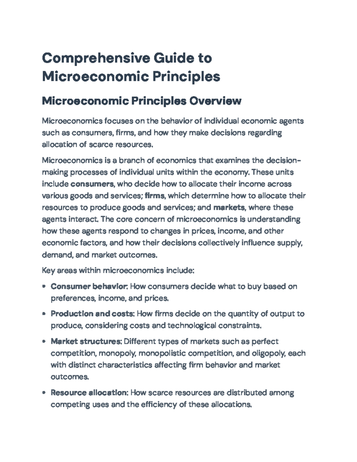 Comprehensive Guide to Microeconomic Principles and Decision-Making ...