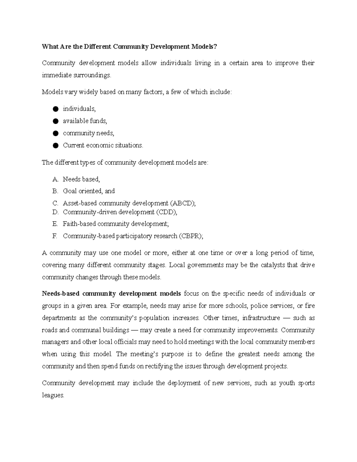 Community Development Models - What Are the Different Community Development Models? Community ...