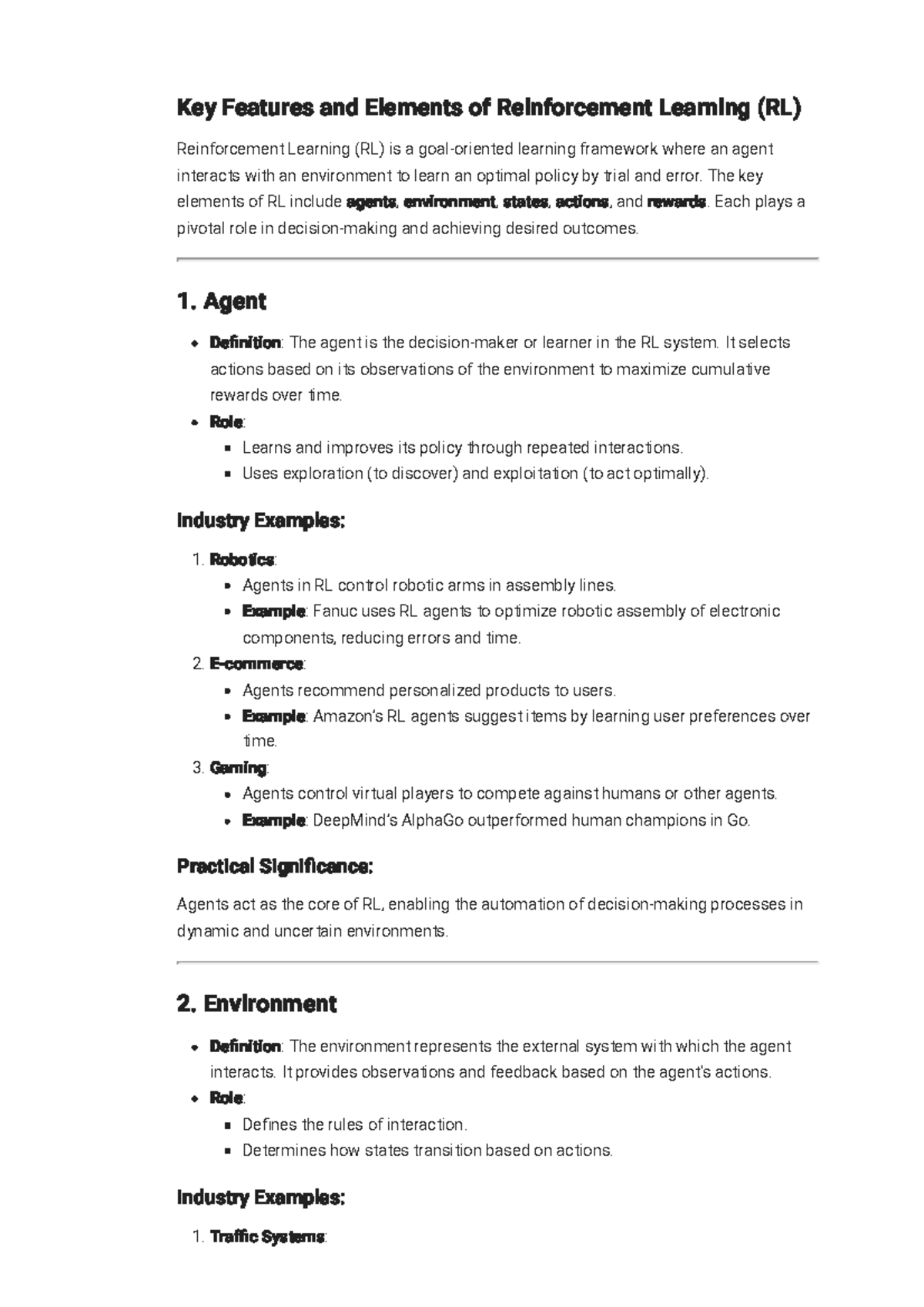 Key Elements of Reinforcement Learning (RL) - Module 1 Overview - Studocu