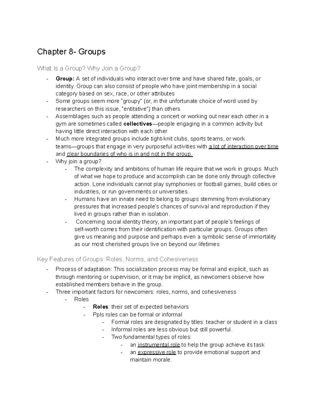 325 - Chapter 8: Understanding Group Dynamics and Social Behavior - Studocu