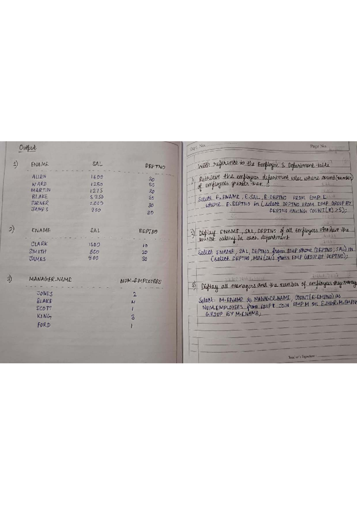 SQL Queries for Employee Department Analysis (Course Code: EHA) - Studocu