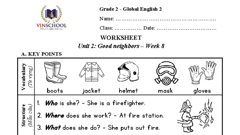 Grade 2 Global English 2: Unit 2 Worksheet - Good Neighbors - Studocu