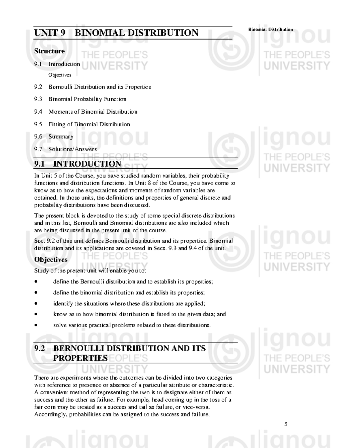 Unit 9 - Binomial Distribution: Concepts and Applications in ...