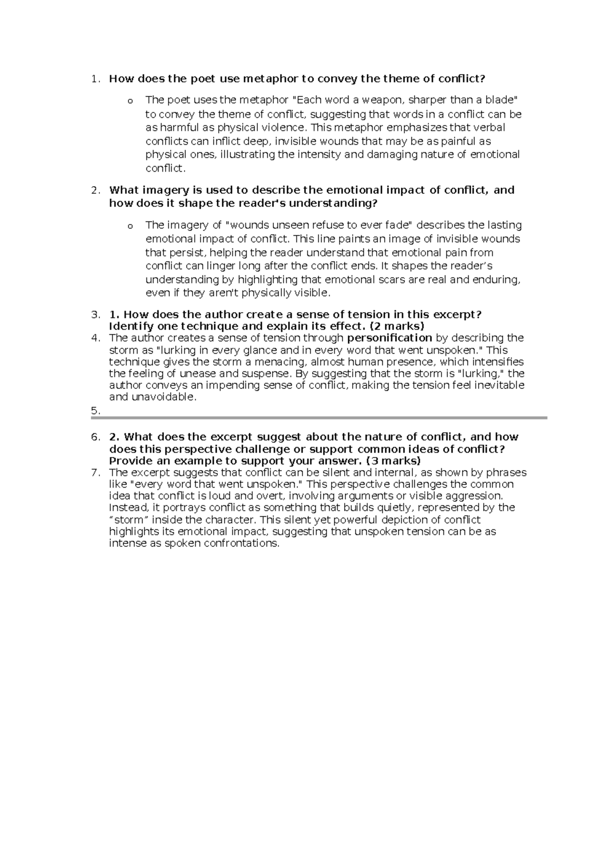 ENG 101: Analyzing Metaphors and Imagery in Conflict Themes - Studocu