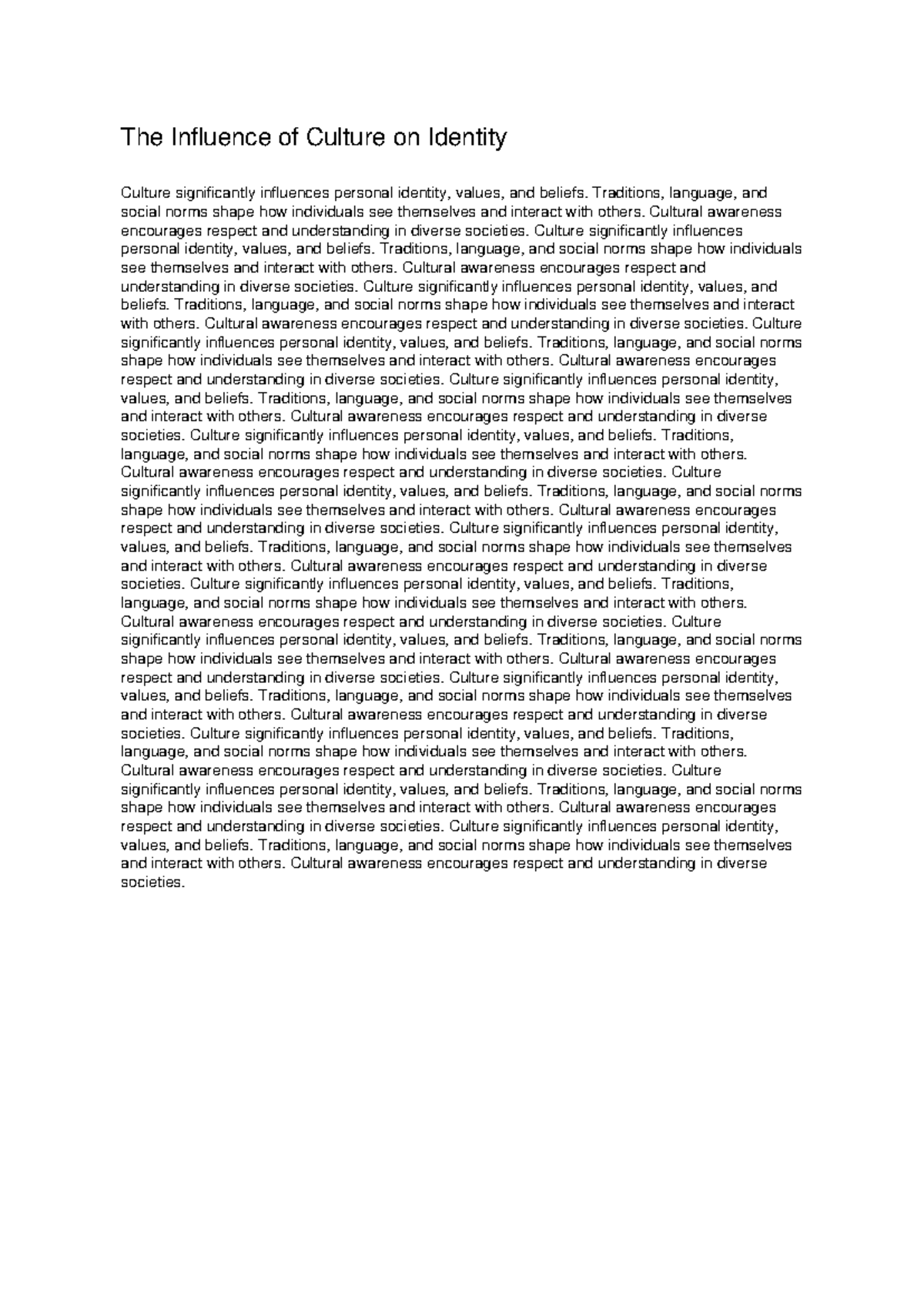 Cultural Impact on Identity: Values, Beliefs, and Awareness - Studocu