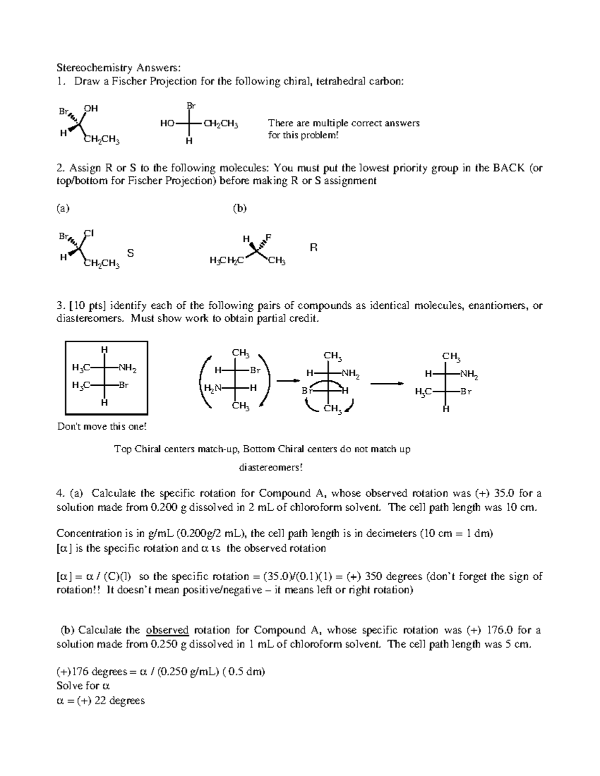 1814 Mod2 Stereochemistry Practice 2 Answers and Solutions - Studocu