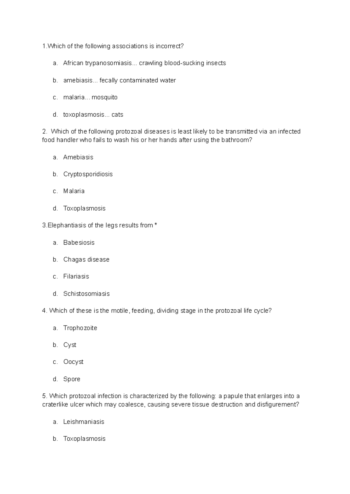 Course Code: 1. Protozoal and Fungal Infections Quiz Notes - Studocu