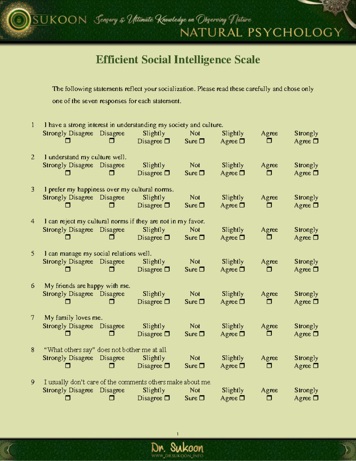 Efficient Social Intelligence Scale: Assessment of Socialization Skills ...