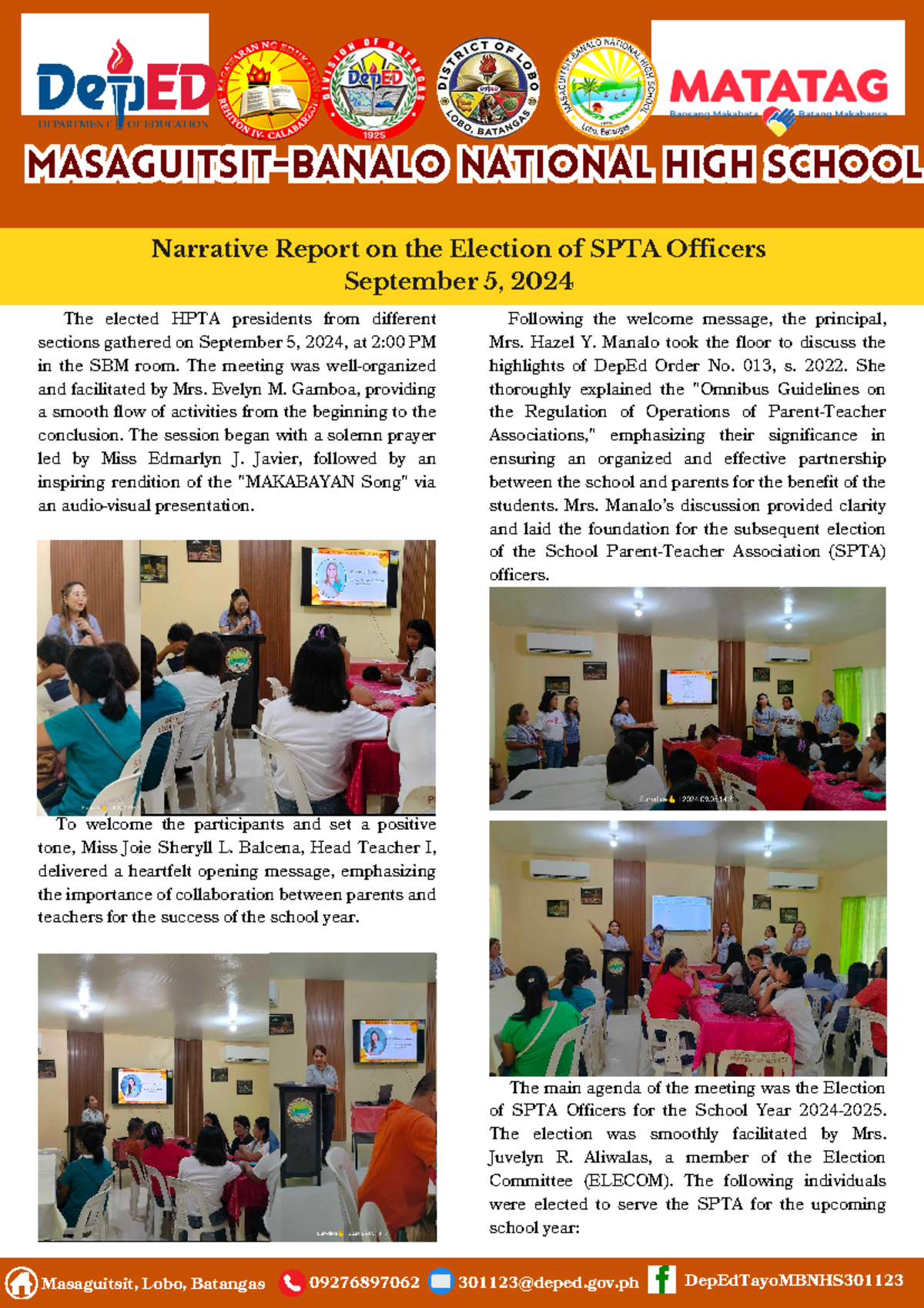 SPTA Election Narrative Report for School Year 2024-25 - Studocu