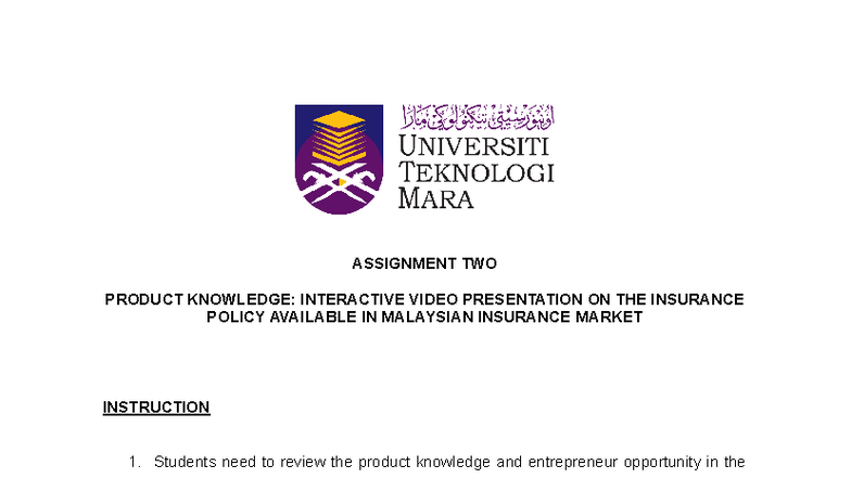 INS200 Assignment 2: Interactive Video on Malaysian Insurance Policy ...