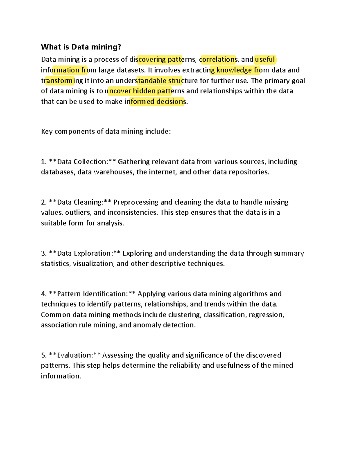 Unit 3: Data Mining Basics and Techniques Overview - DMBI - Studocu
