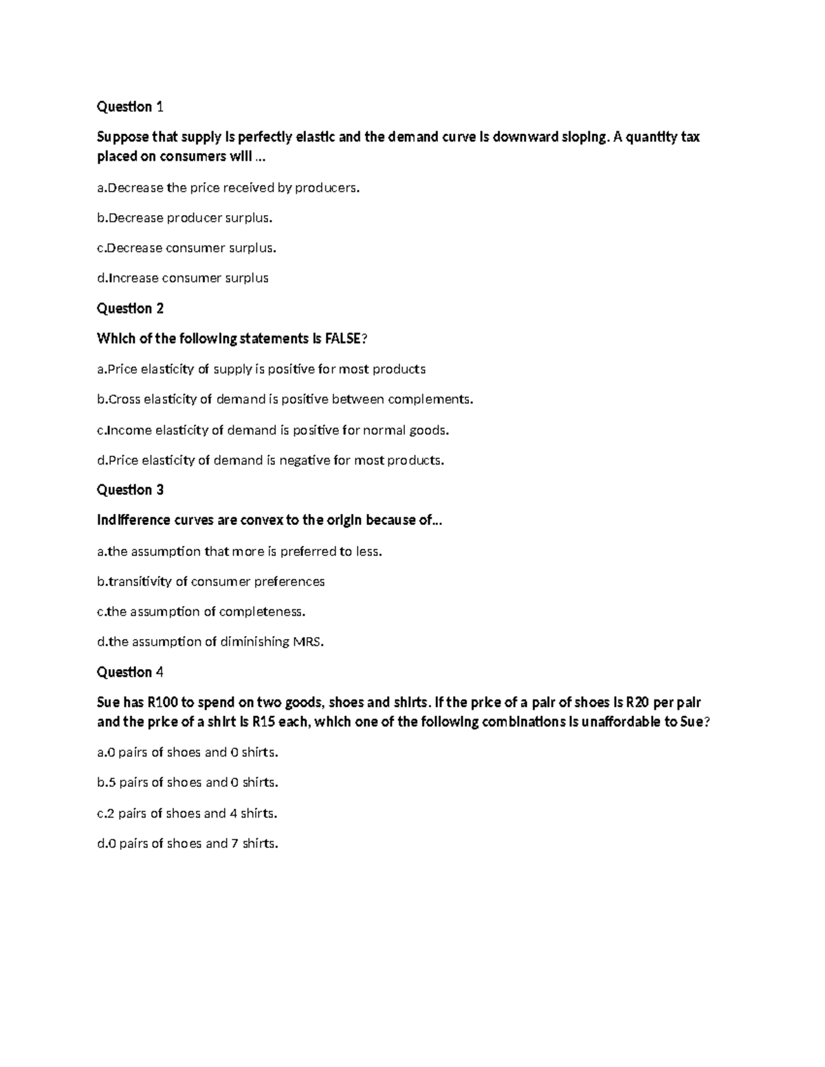 ECS2601 - Economic Concepts and Elasticity Notes - Studocu