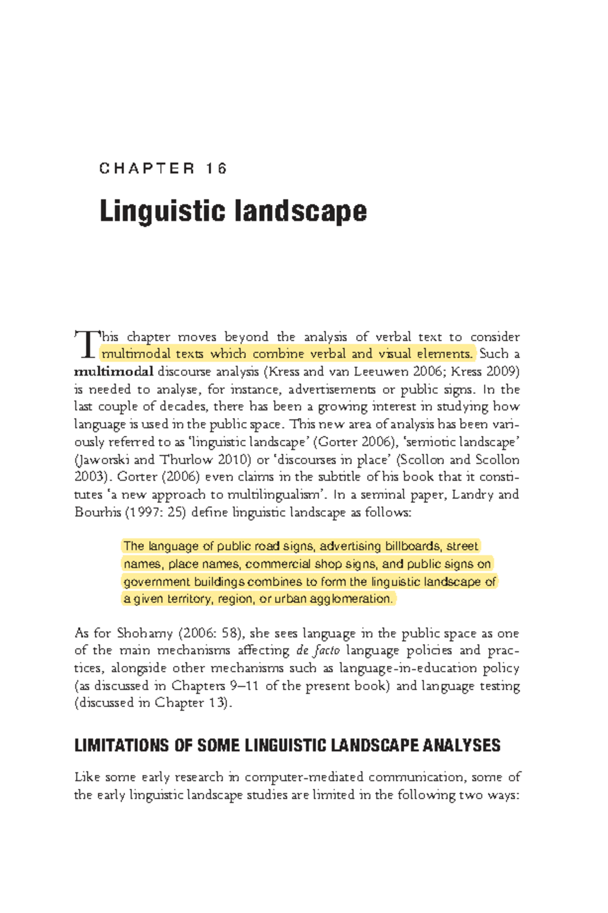 CHAPTER 16: Linguistic Landscape Analysis in Multimodal Contexts - Studocu