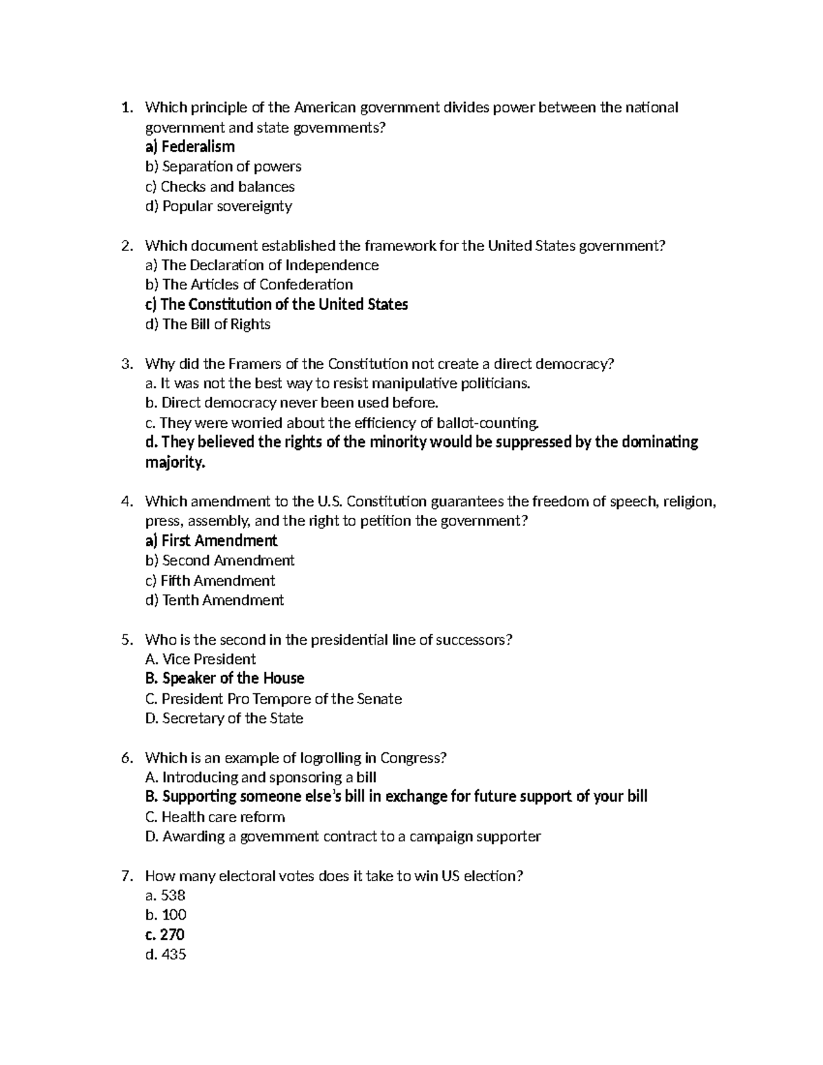 Test Bank for American Government: Key Concepts & Questions - Studocu