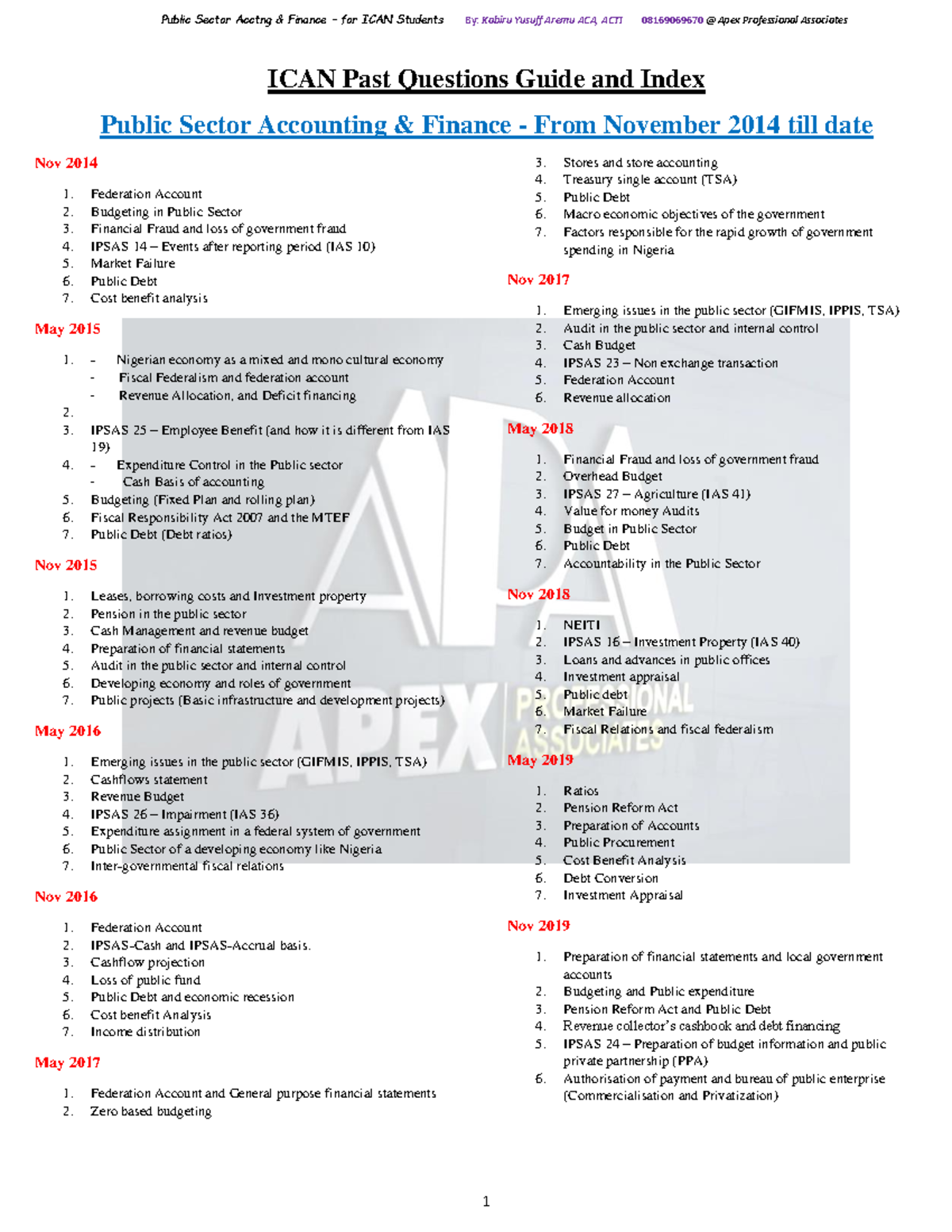 PSAF - Comprehensive Past Questions Guide (Nov 2014 to May 2019) - Studocu