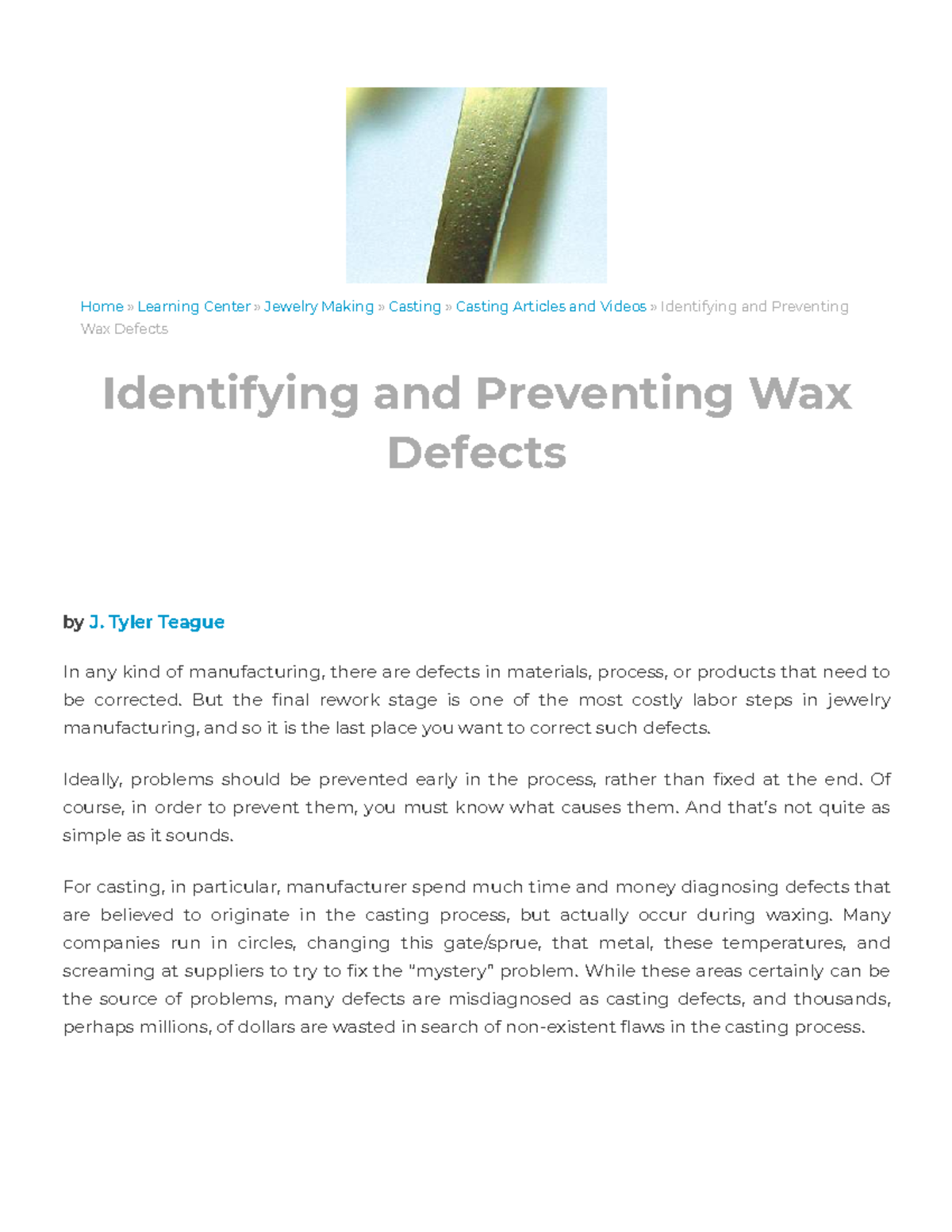 Identifying & Preventing Wax Defects in Jewelry Casting - A Guide - Studocu