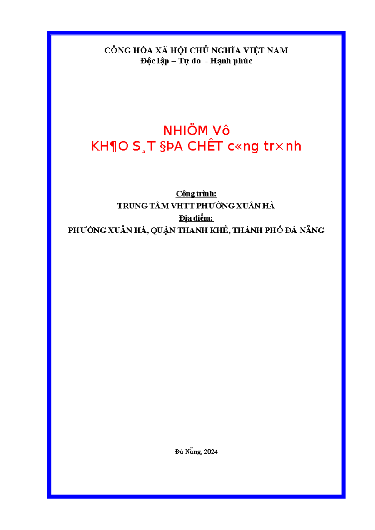 1. Nhiem VU KHAO SAT DIA CHAT - CÔNG HÒA XÃ HỘI CHỦ NGHĨA VIỆT NAM Độc ...