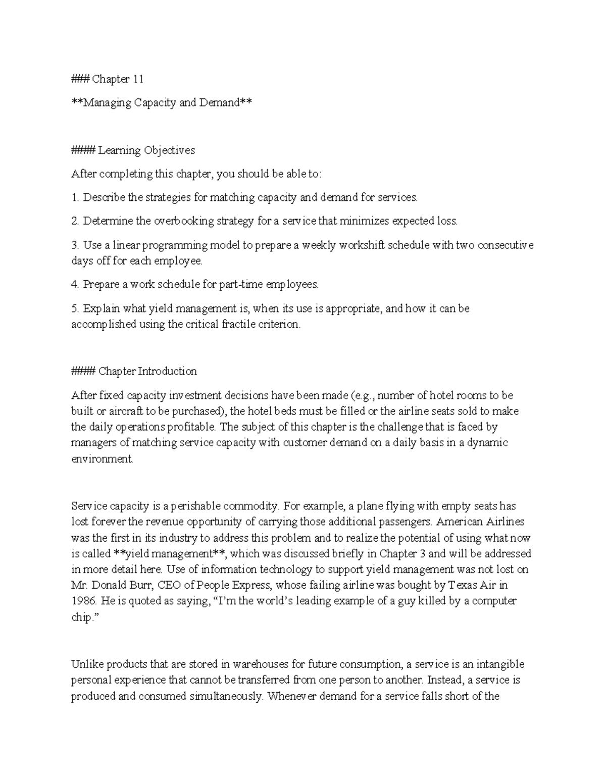 Chapter 11: Capacity Management and Learning Objectives - Studocu