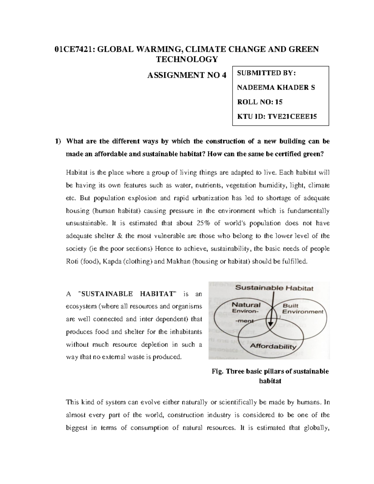 Green Technology Assignment - 01CE7421: GLOBAL WARMING, CLIMATE CHANGE ...