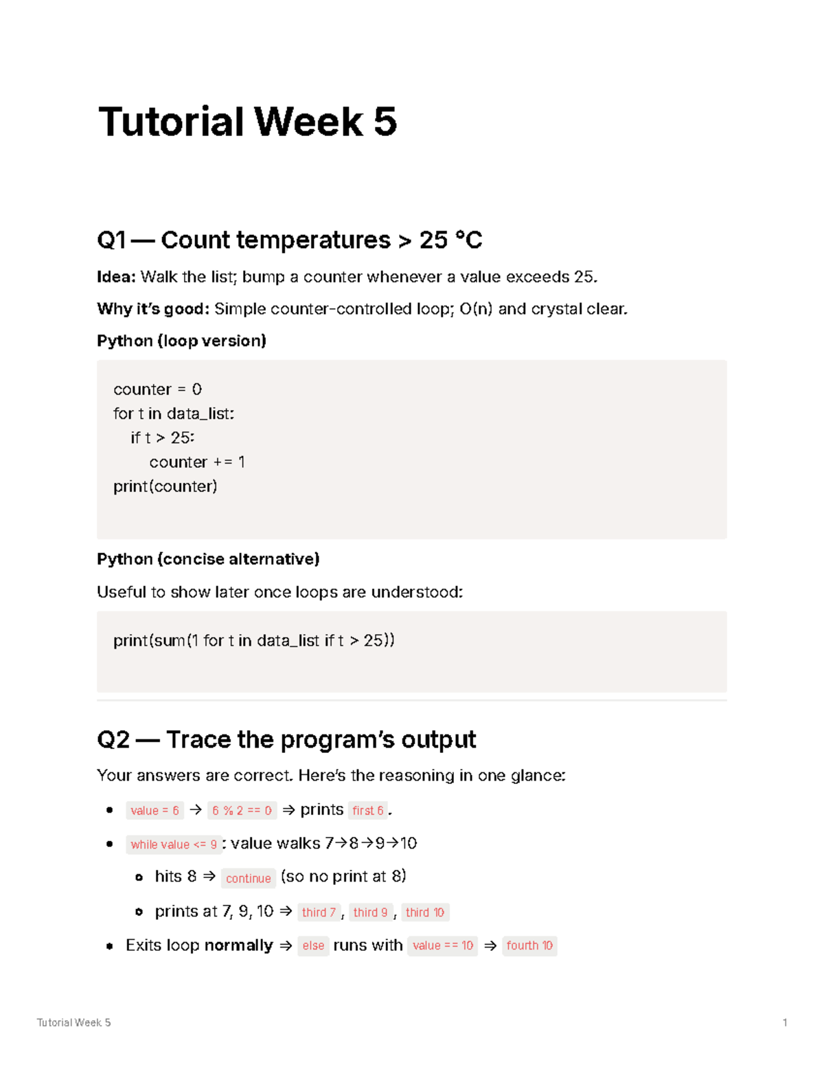 WEEK5 Tutorial Solutions - Count Temperatures & Patterns - Studocu