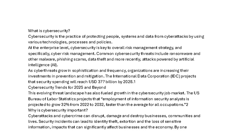 Cybersecurity Overview: Key Concepts and Trends (CS101) - Studocu